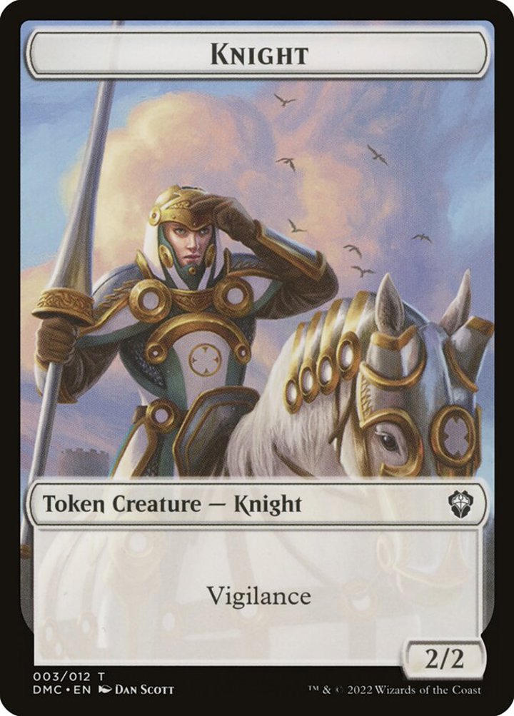MTG Knight Token (White 2/2 Protection from red): Magic: The Gathering ...